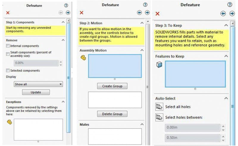 Defeature Tool: Secure Intellectual Design in SOLIDWORKS